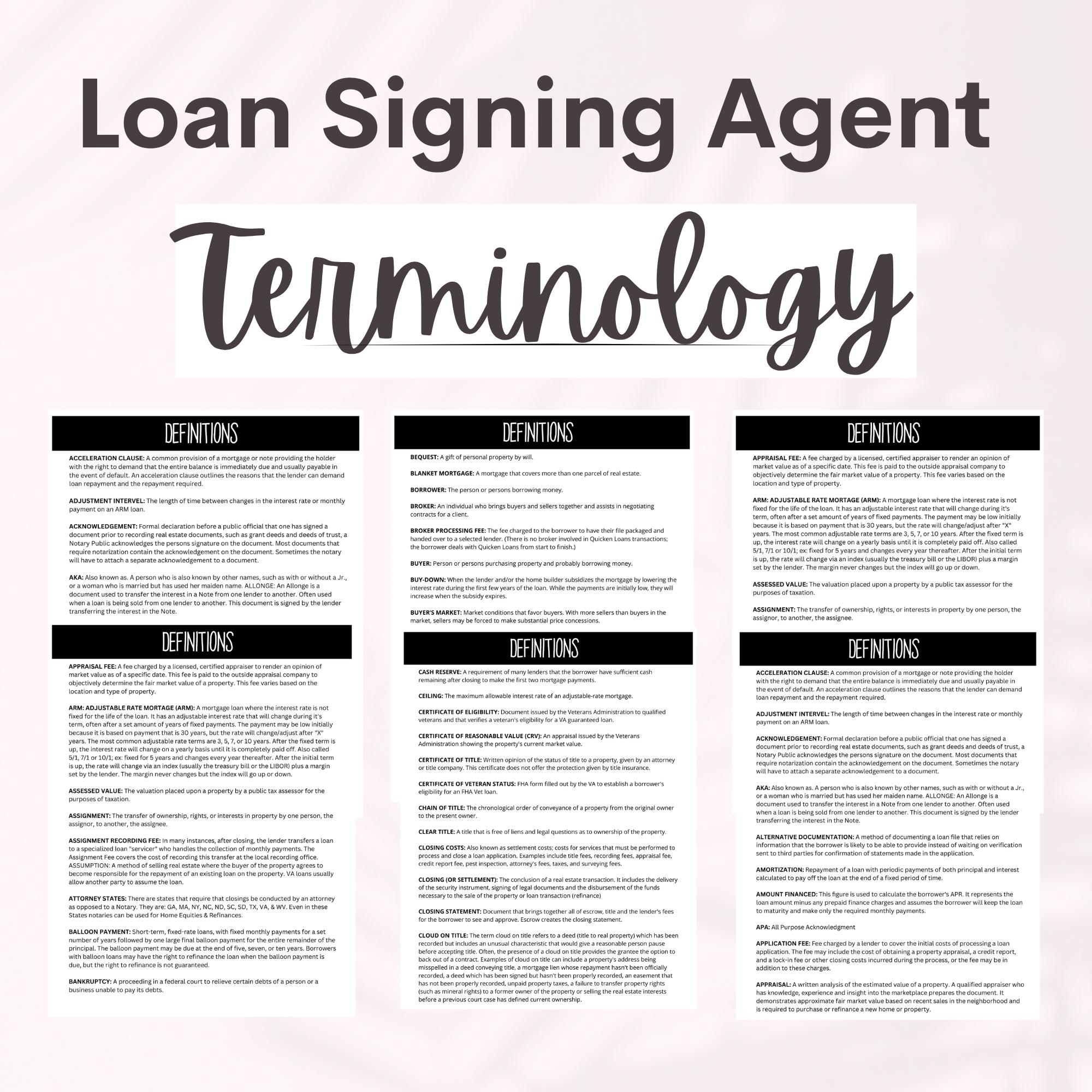 Loan Signing Agent Terminology| Real Estate Definitions | Definitions ...