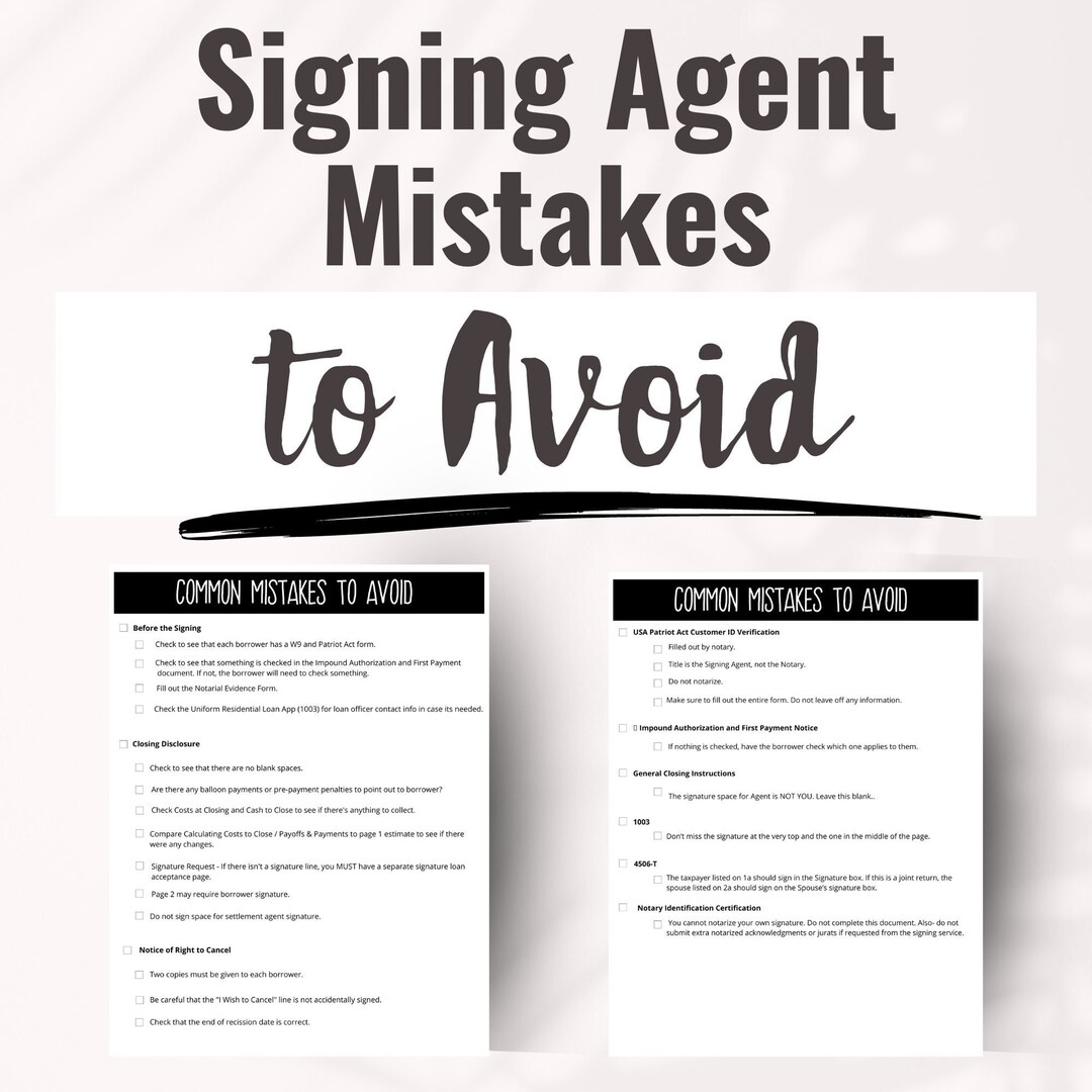 Signing Agent Mistakes Checklist- Use This List to Avoid Making Common ...