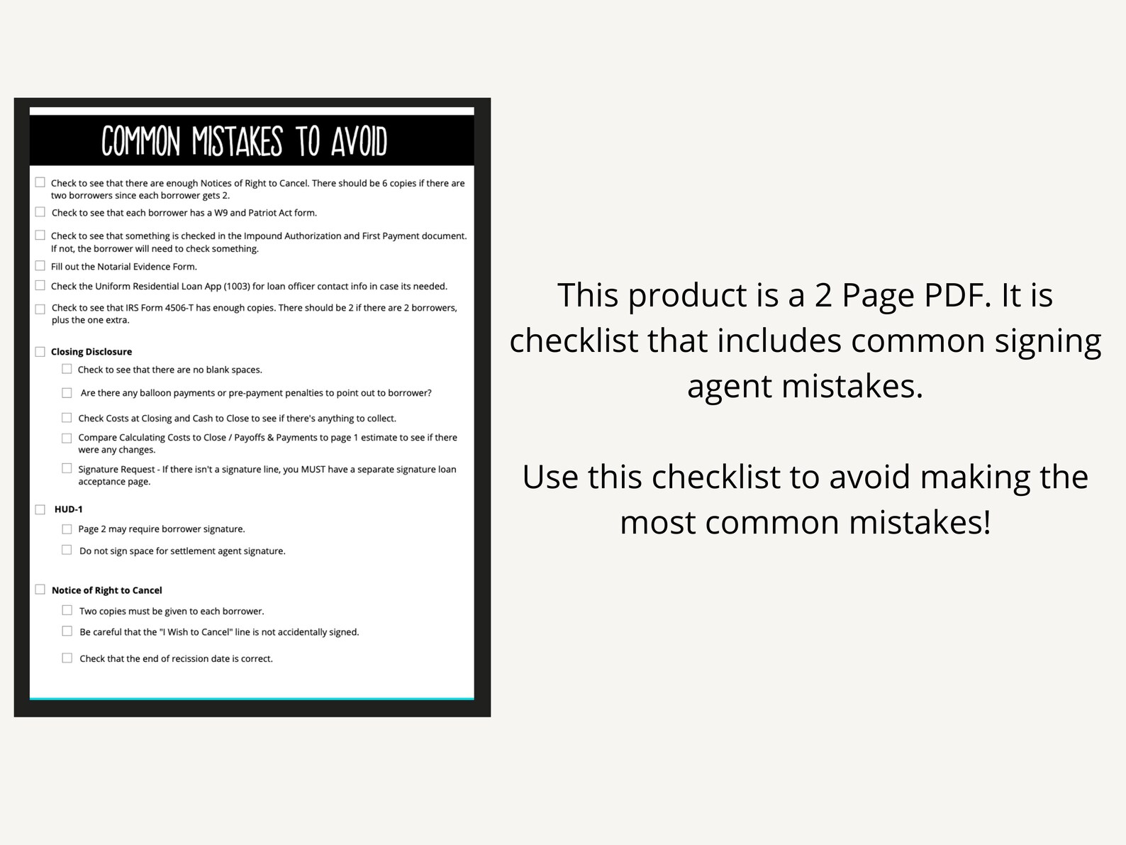 Signing Agent Mistakes Checklist- Use This List to Avoid Making Common ...