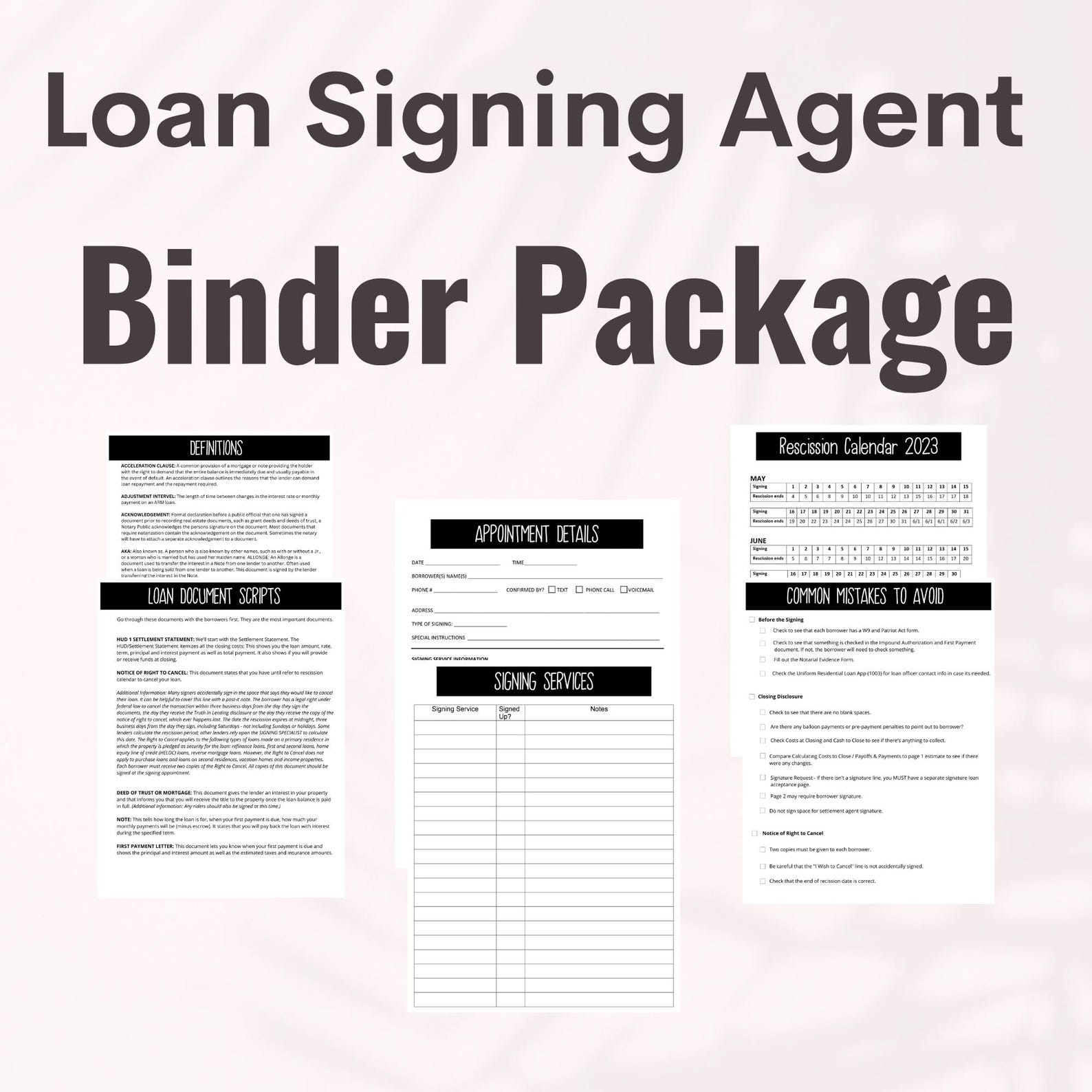 Mobile Notary Signing Agent Binder Package- Scripts, Definitions ...
