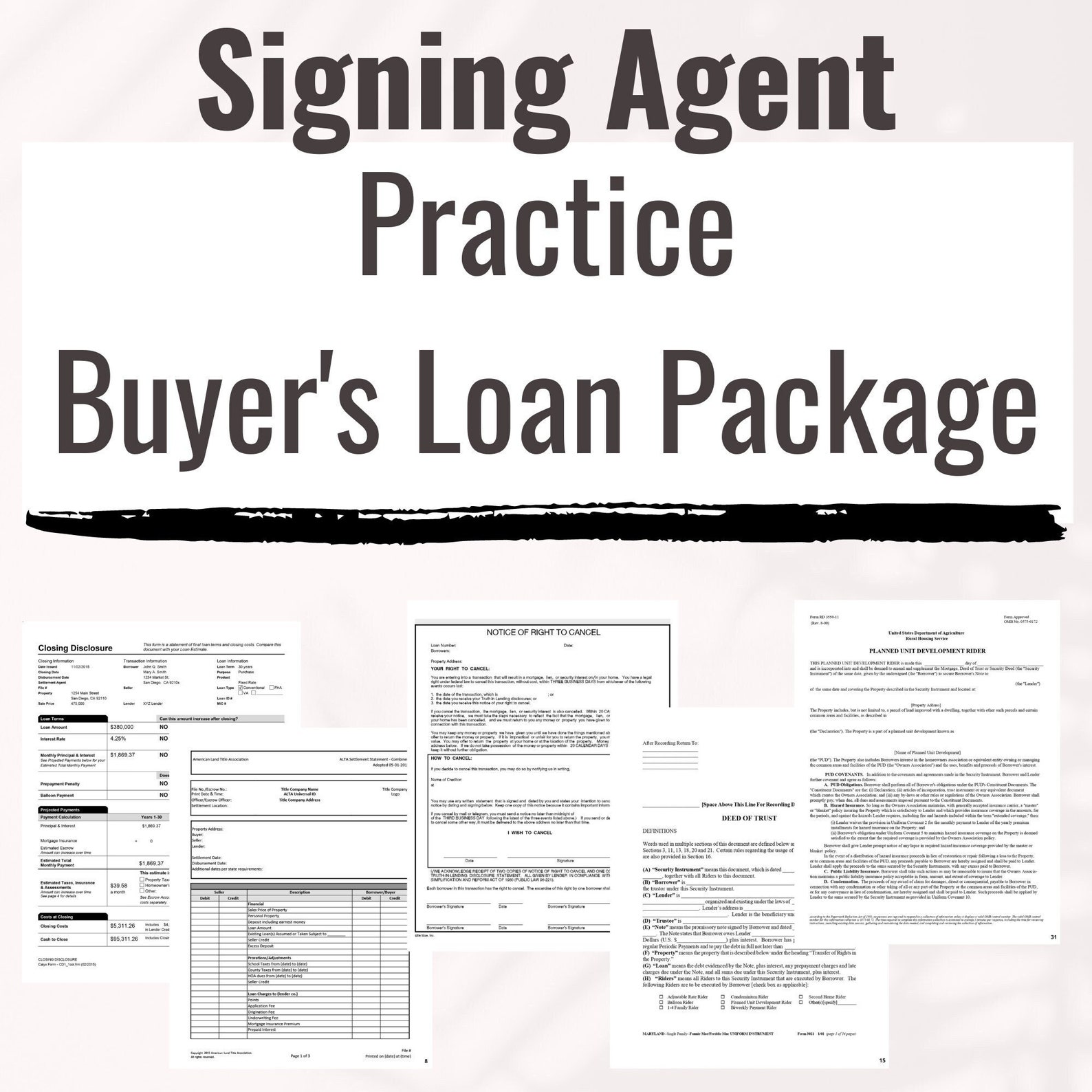 Loan Signing Agent Sample Buyer's Package Signing Agent Practice ...