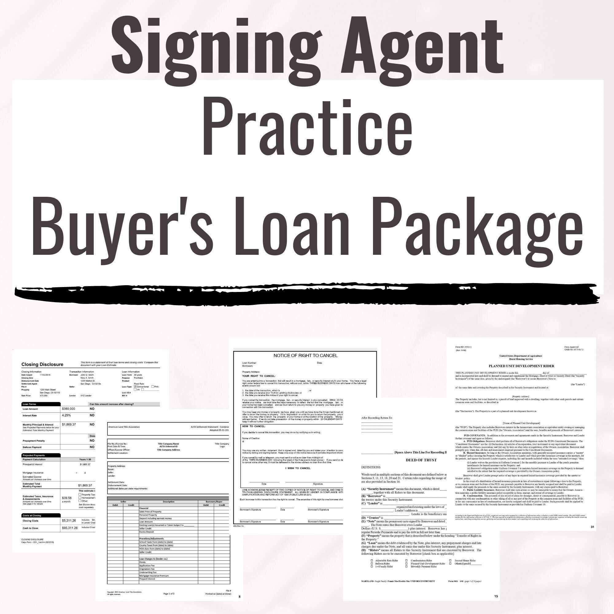 Loan Signing Agent Sample Buyer's Package Signing Agent Practice ...