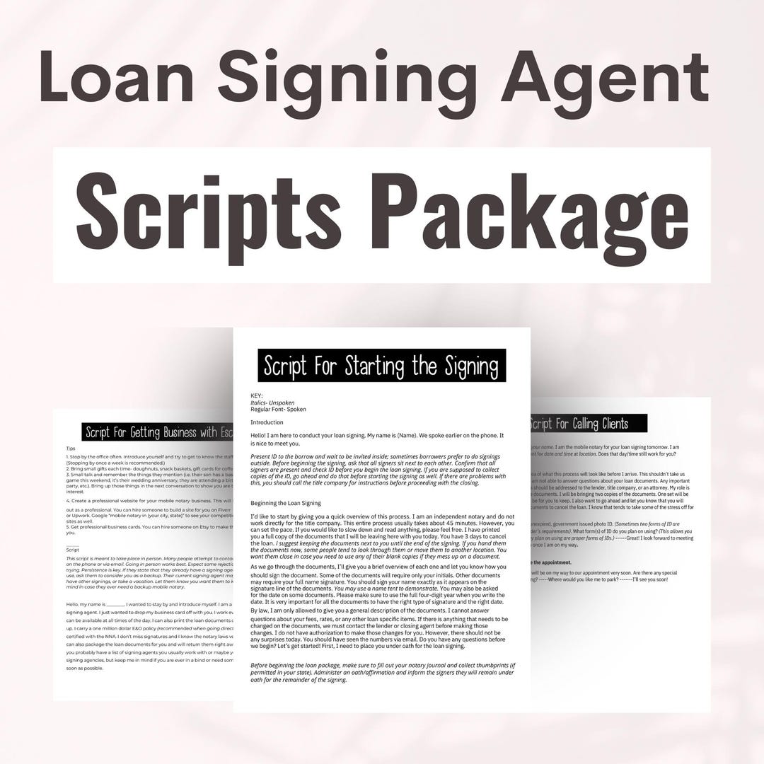 Loan Signing Agent Scripts | Scripts for Signing Agents | Signing Agent ...