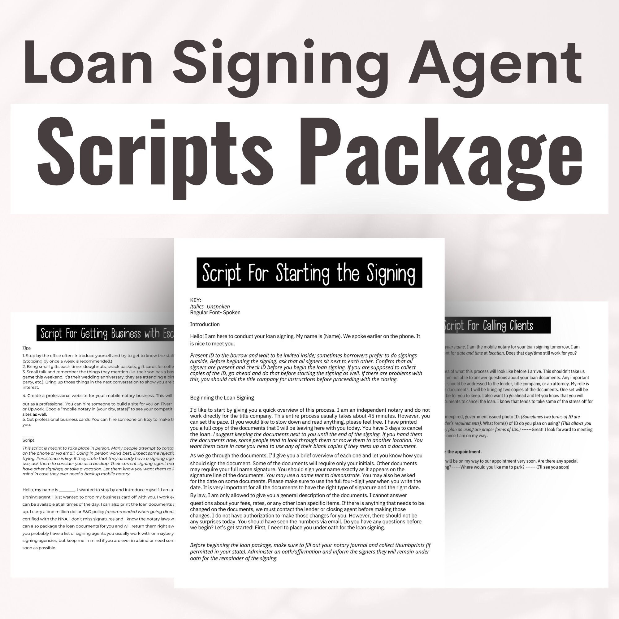 Loan Signing Agent Scripts Scripts for Signing Agents Signing Agent ...
