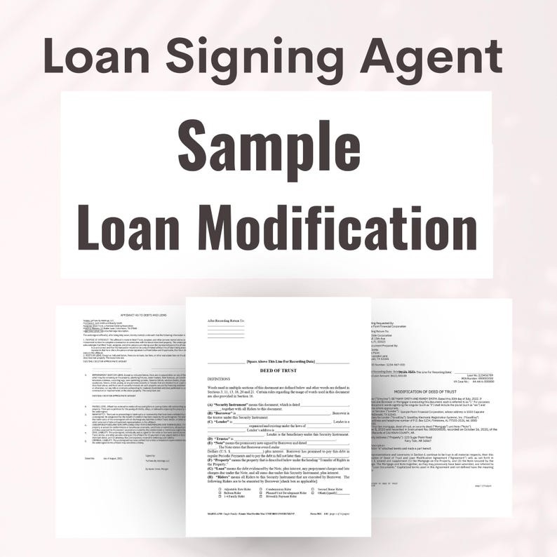 Loan Signing Agent Sample Loan Modification | Practice Loan Documents ...
