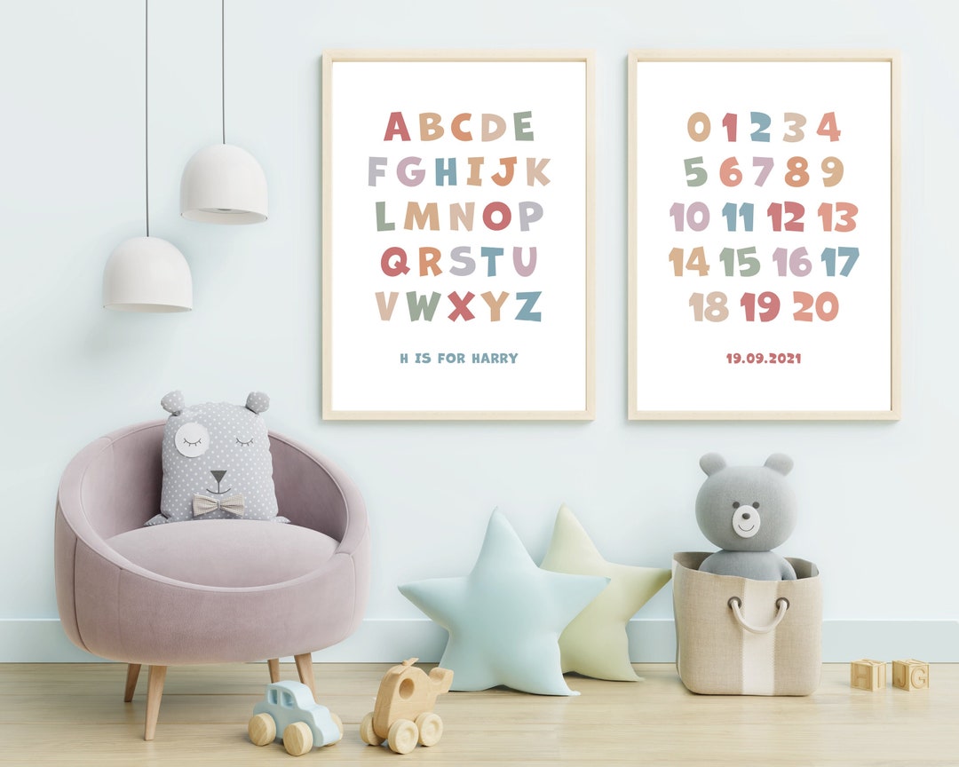 Alphabet and Numbers Poster Print Personalised - ABC Print - Number ...