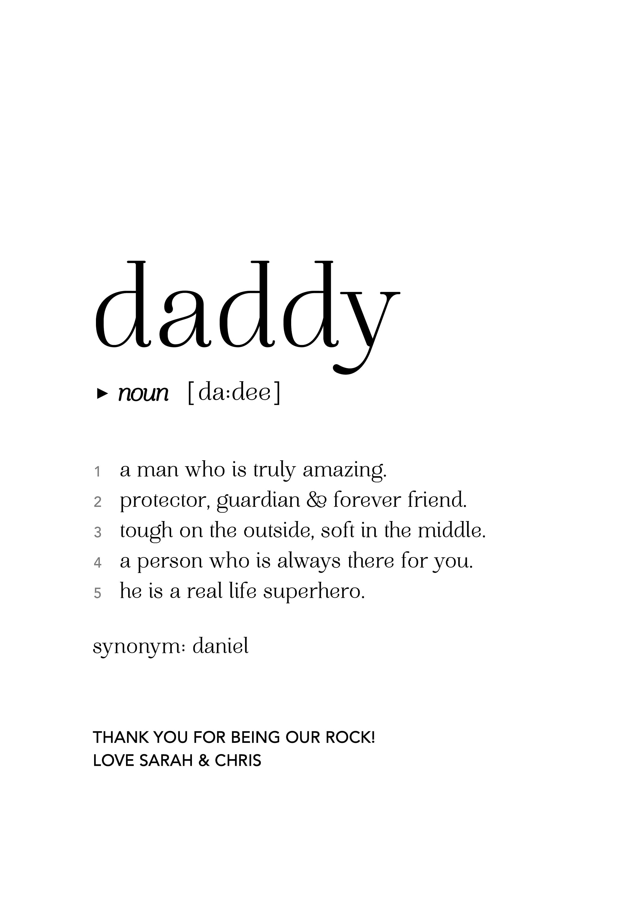 English Daddy Definition Print Personalised and Foiled Dad | Etsy