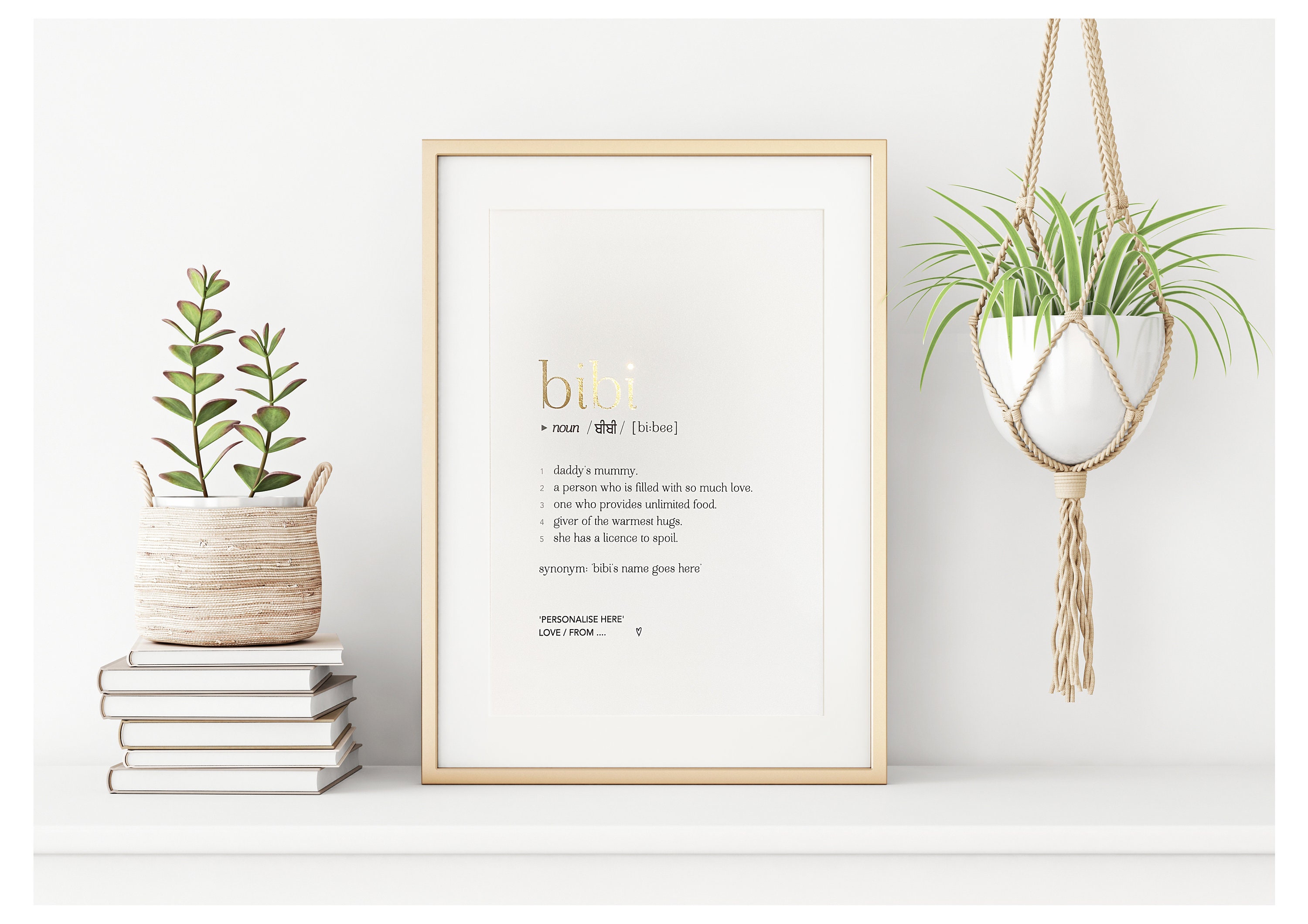 Bibi print personalised and foiled birthday gift grandma - Etsy.de