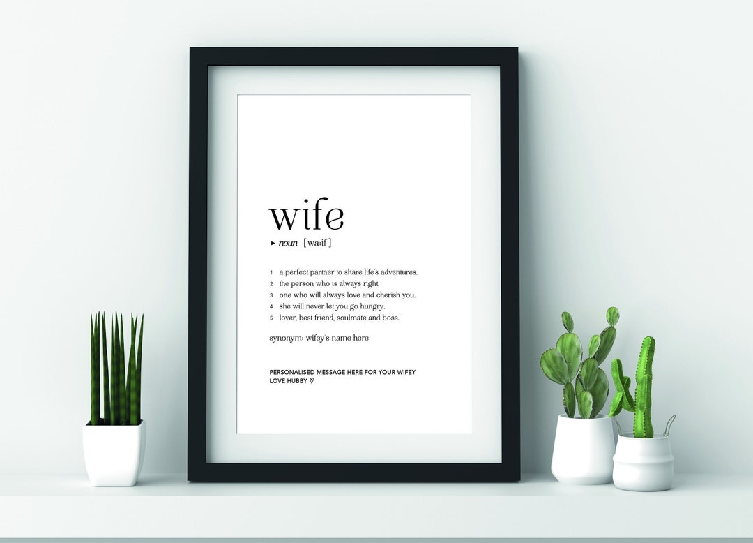 Wife Definition Print Personalised and Foiled, Wife Print, Partner ...