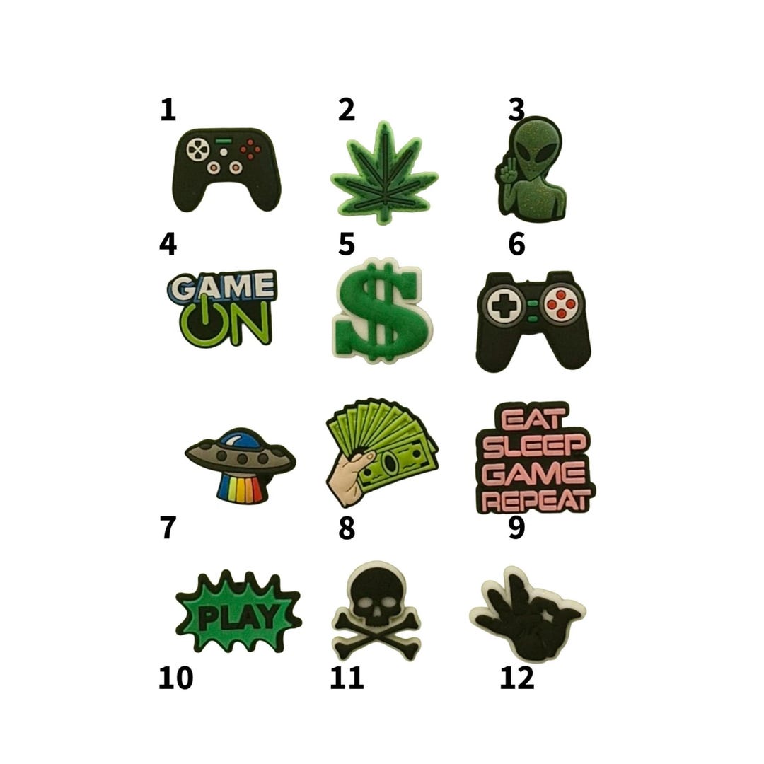 Shoe Charms for Crocs Gaming – Aliens UFO Controller Gamer Skull ...
