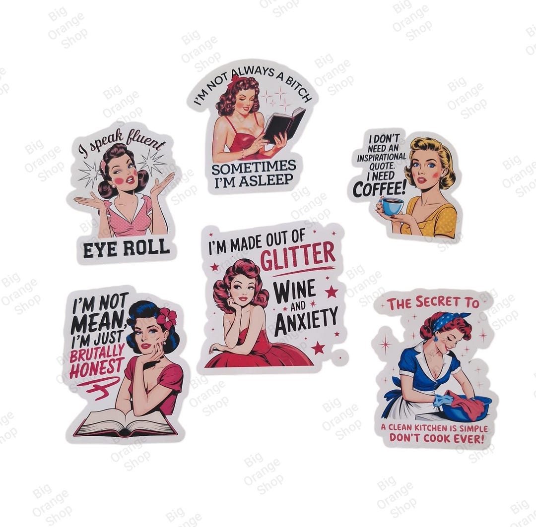Retro Sassy Women Quotes Vinyl Stickers Waterproof Laptop Decal Pack ...