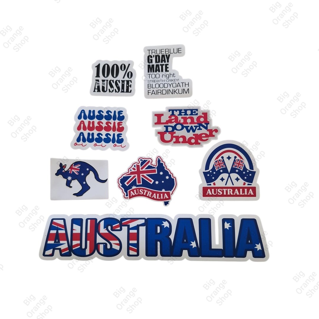 Aussie Themed Vinyl Stickers Waterproof Laptop Decal Pack - Aussie Made ...