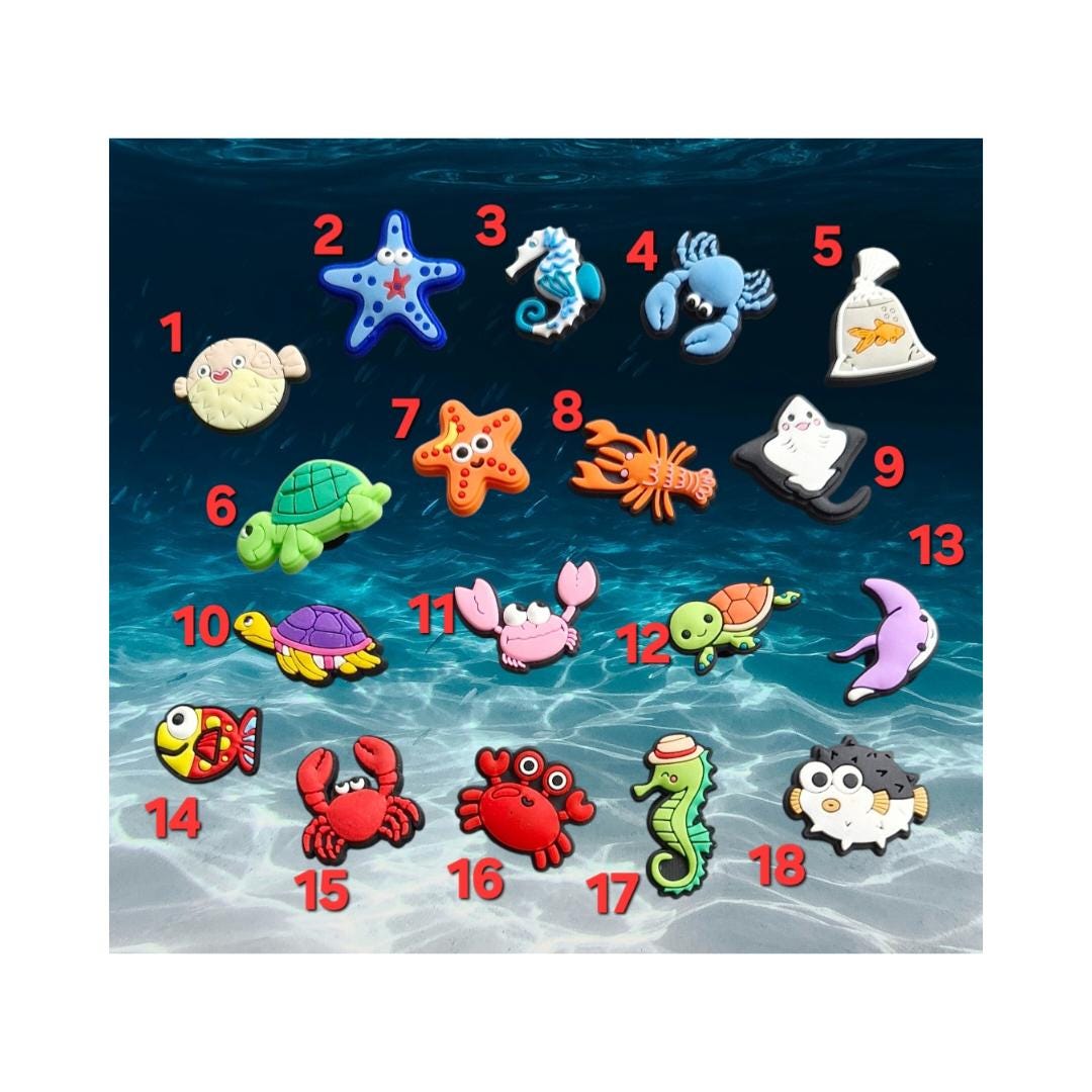 Croc Shoe Charms Croc Jibbitz SEA ANIMALS Sea Creatures Ocean Life PVC ...