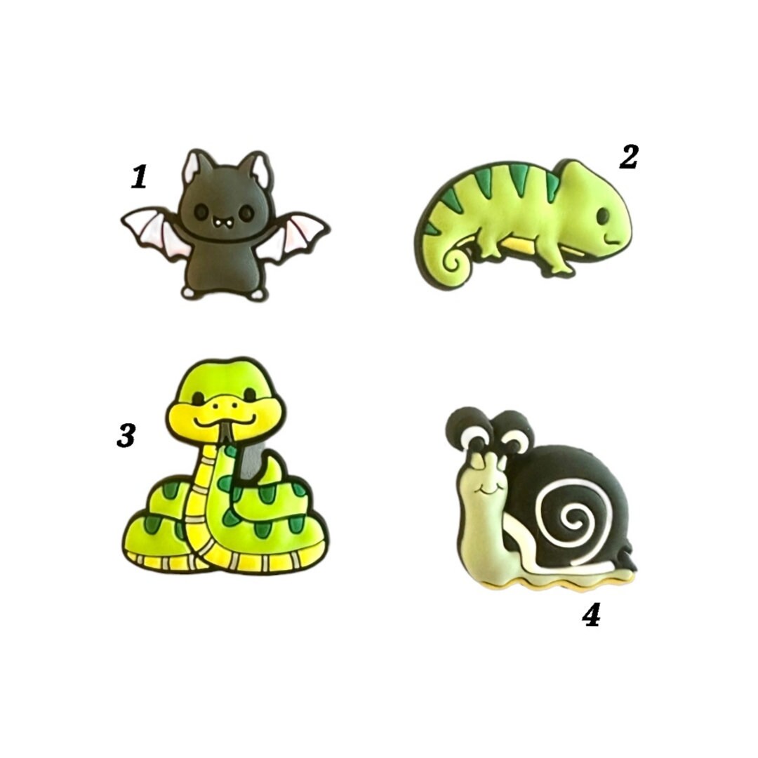 Croc Shoe Charms Croc Jibbitz Bat Lizard Snake Snail PVC Shoe Charms ...