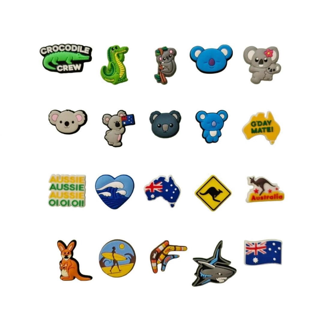 Shoe Charms for Crocs Australia Animals Koala Kangaroo Crocodile Flag ...