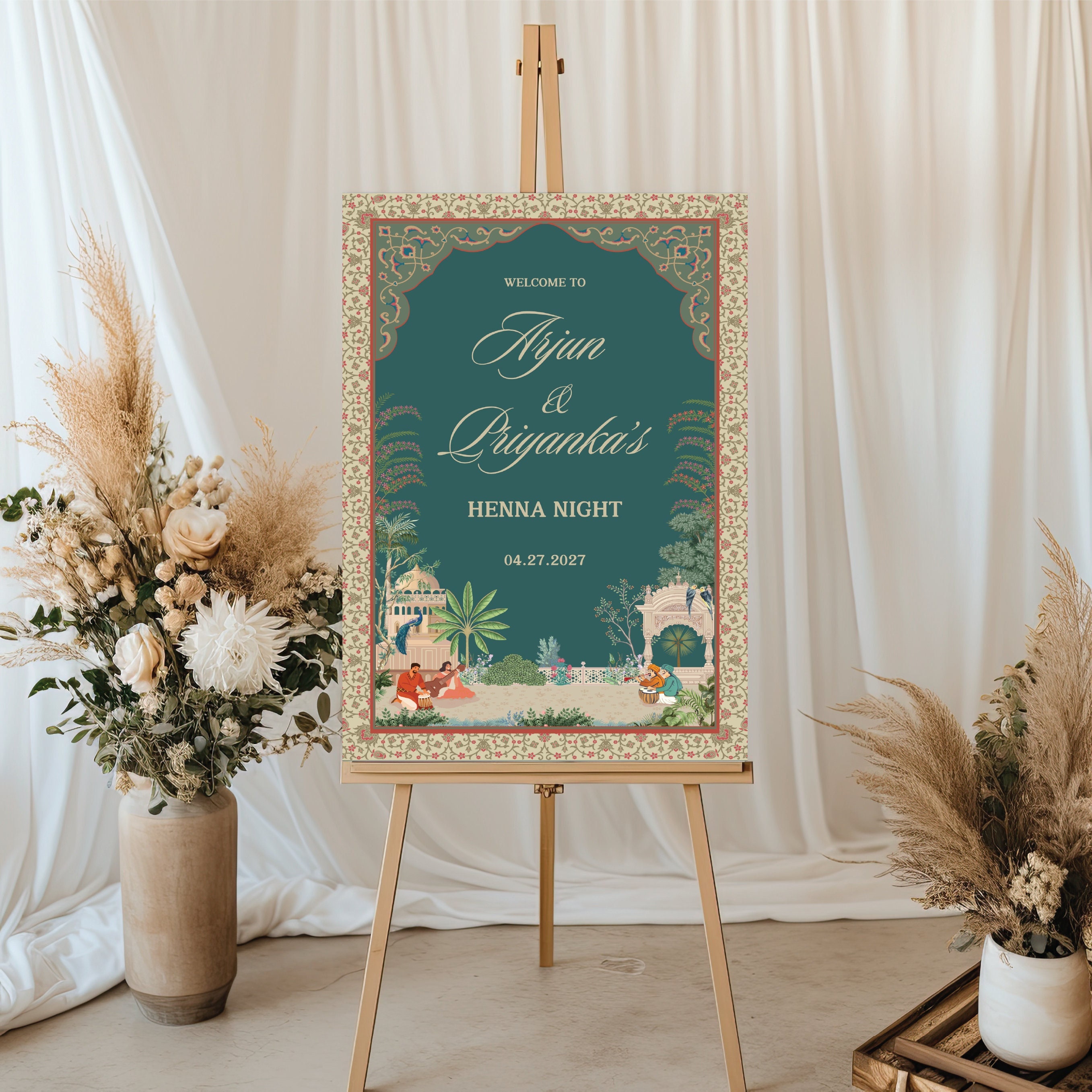 Mehndi Henna Wedding Sign| Indian Wedding Welcome Sign| Punjabi, Henna ...