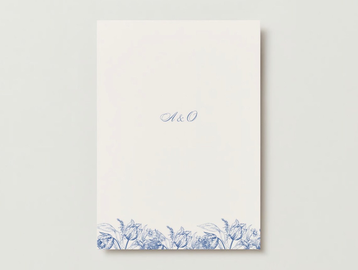 5x7 Blue Floral Wedding Invitation, Digital Wedding Invitations ...