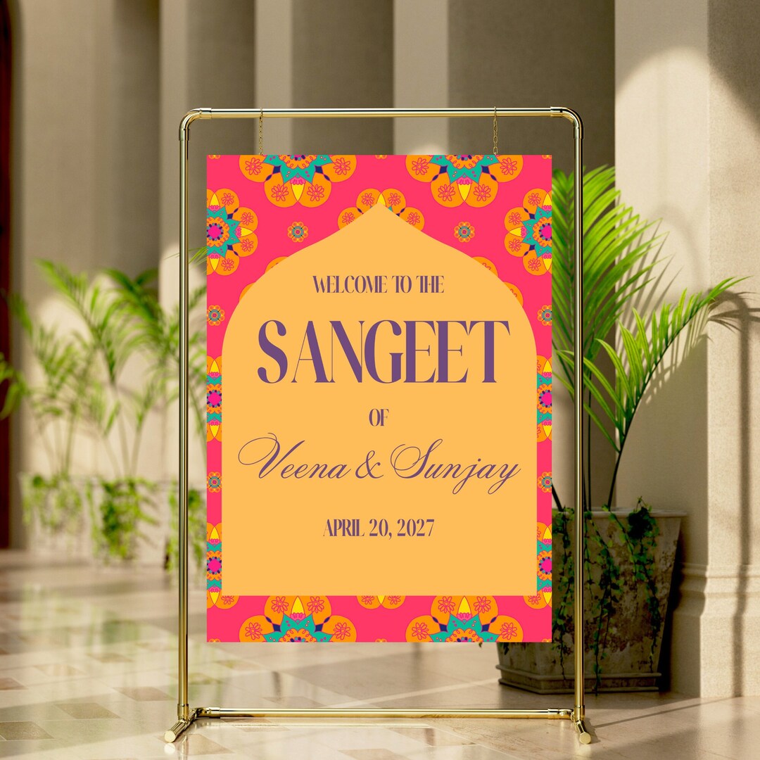 Sangeet Welcome Sign & Sangeet Decor, Vibrant, Sangeet Signageindian ...