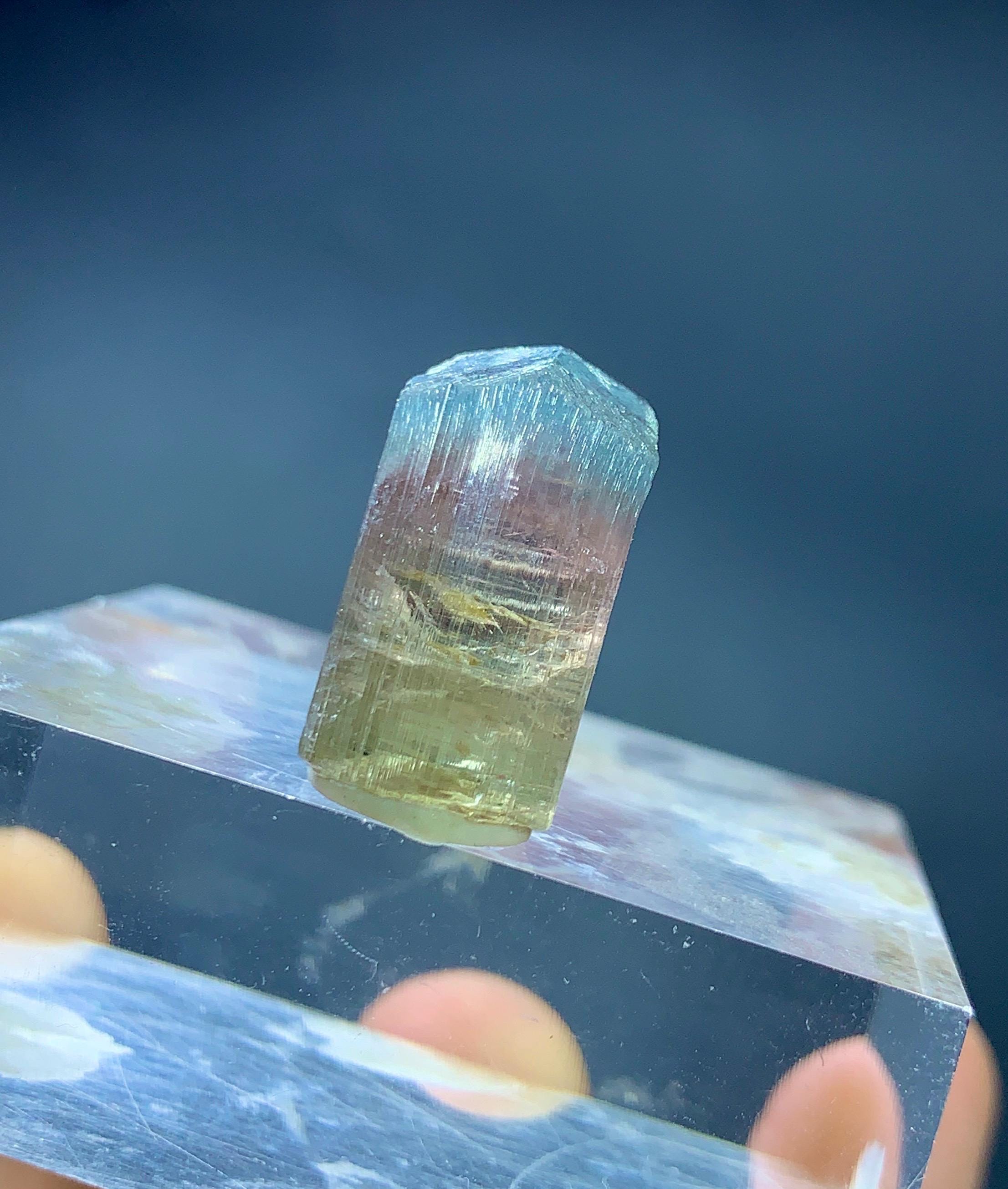Natural Tri Color Tourmaline Crystal , 9 Grams Multicolor Raw ...