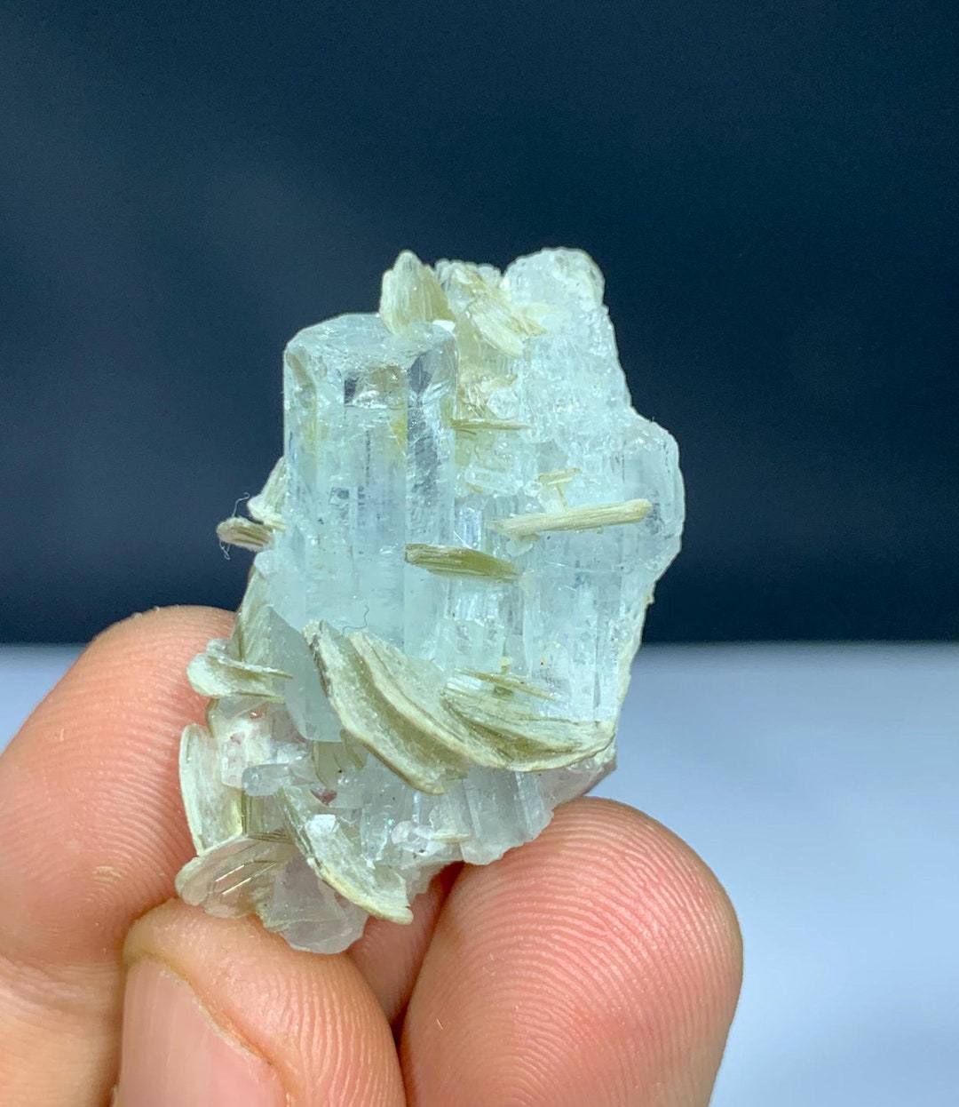 Terminated Aquamarine Crystal With Mascovite Bunch Specimen, Aquamarine ...