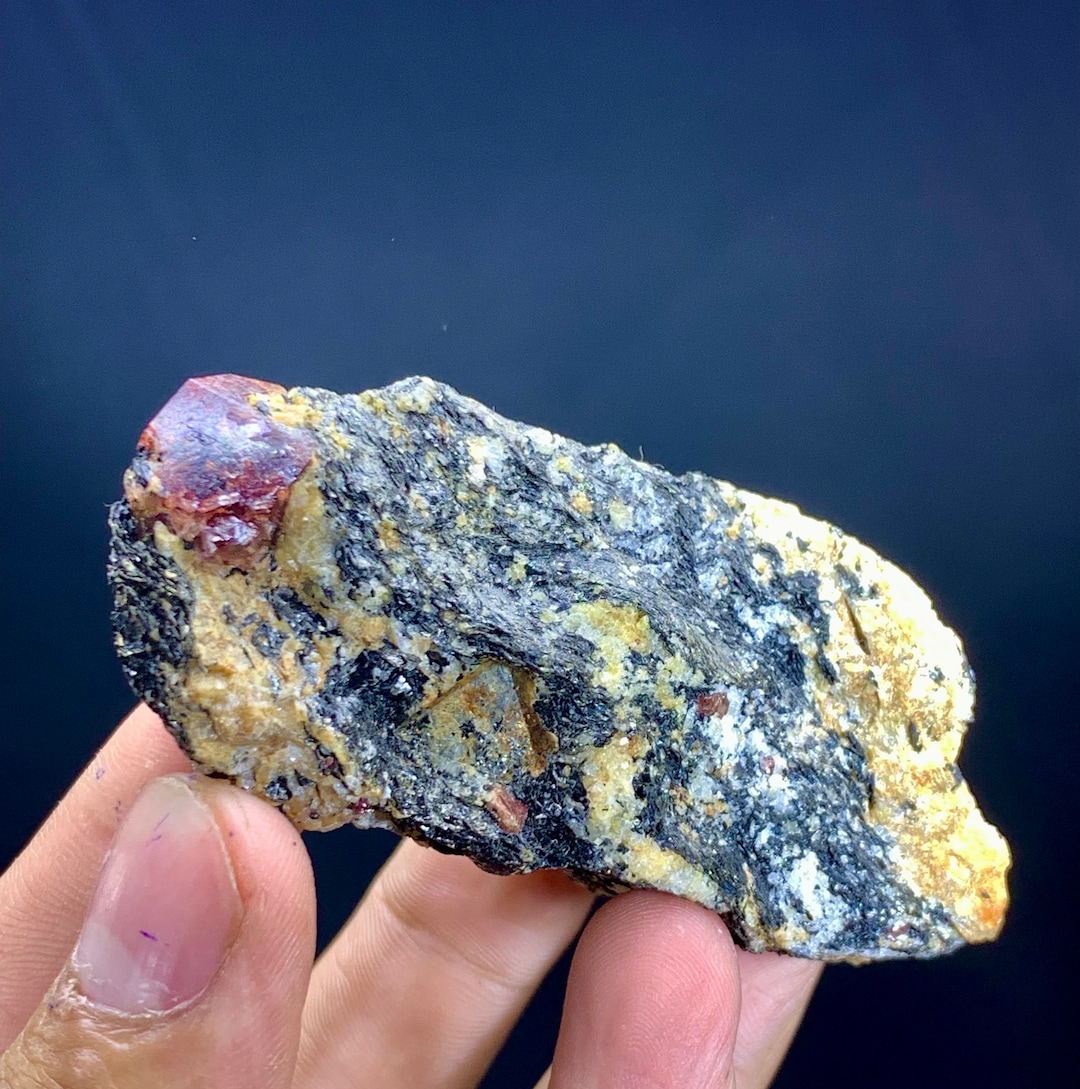 Natural Red Color Zircon Crystal on Matrix, Zircon Specimen , Raw ...