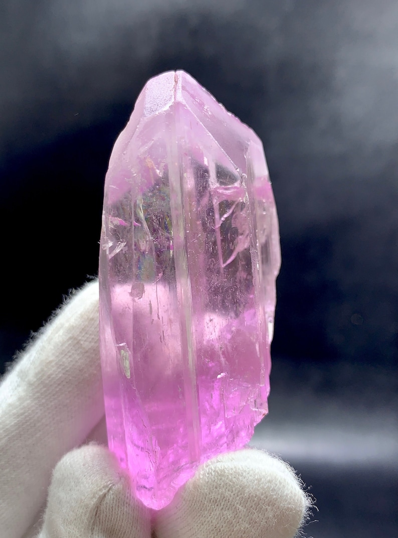 Magenta Pink Raw Kunzite Crystal , Gem Grade Transparency , Terminated ...
