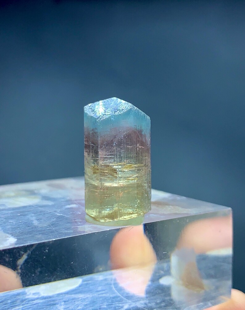 Natural Tri Color Tourmaline Crystal , 9 Grams Multicolor Raw ...