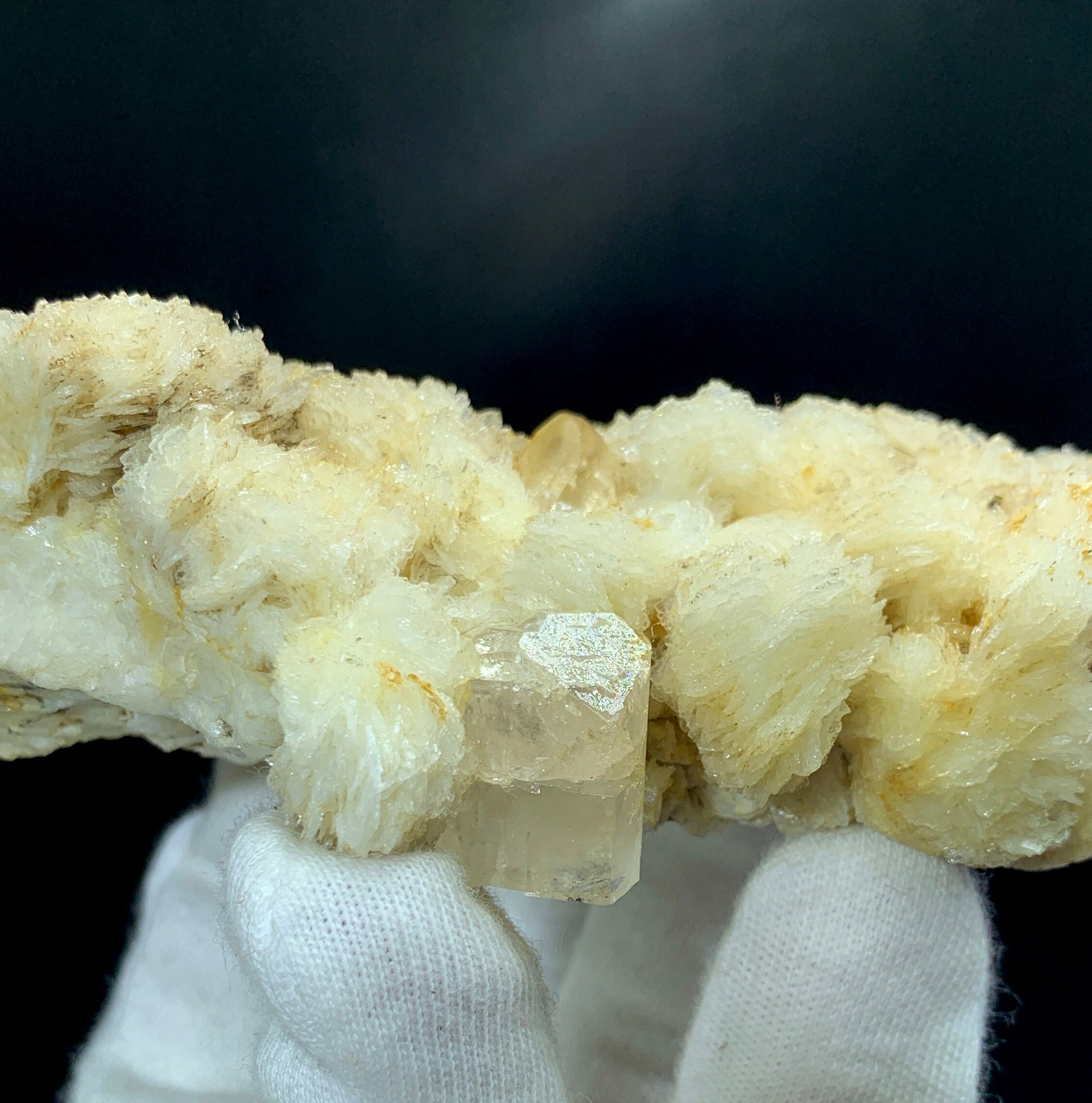 Golden Topaz Crystals With White Cleavandite Specimen , Natural Topaz ...