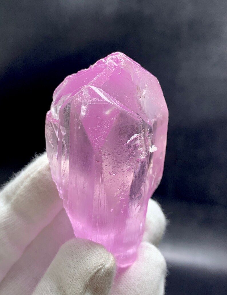 Magenta Pink Raw Kunzite Crystal , Gem Grade Transparency , Terminated ...