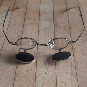 Steampunk Sunglasses Folding and Flip Down Lenses - Small, Round, Metal ...