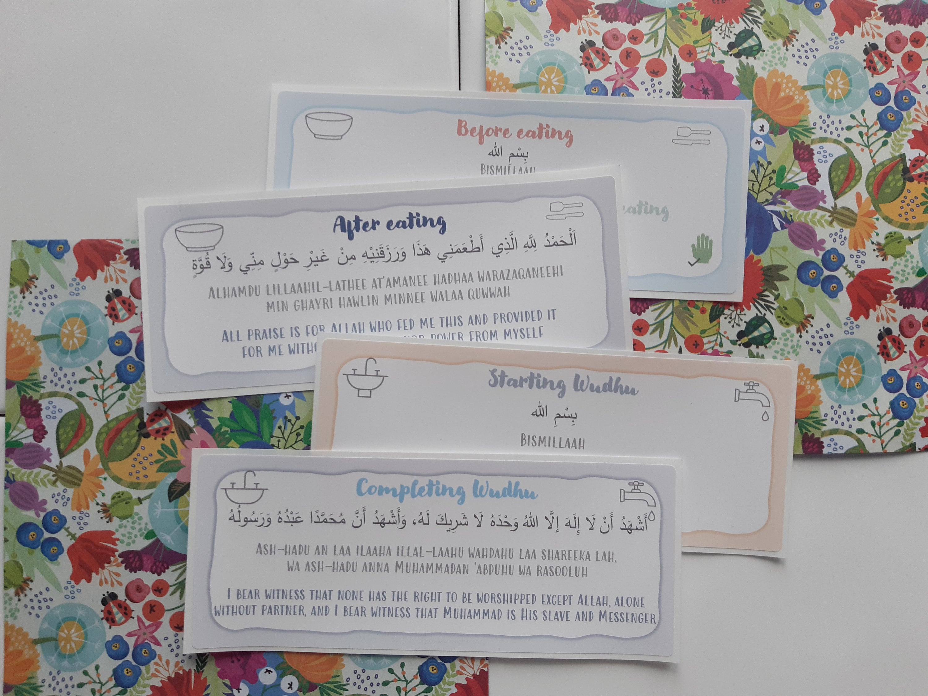 4 Islamic Dua Stickers Dhikr Muslim Gift Islamic Home Decor Art Eating ...