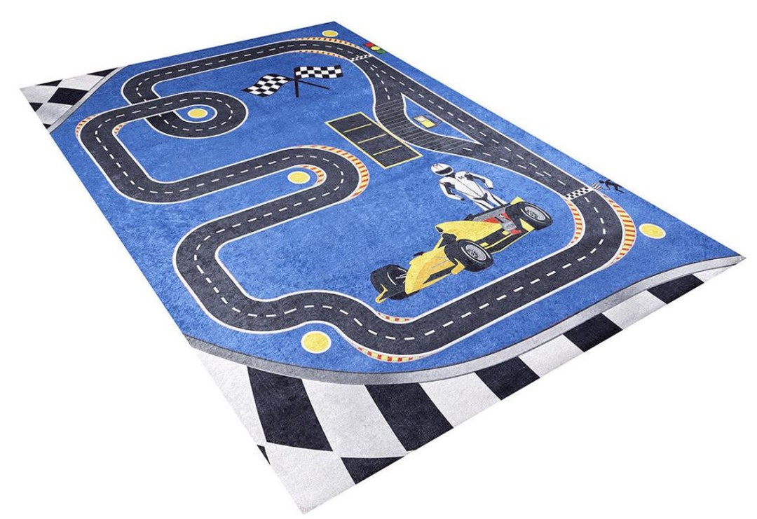 Rugged Rug, Blue Children Rug, Kids Room Rug, Playground Rug, Nursery ...
