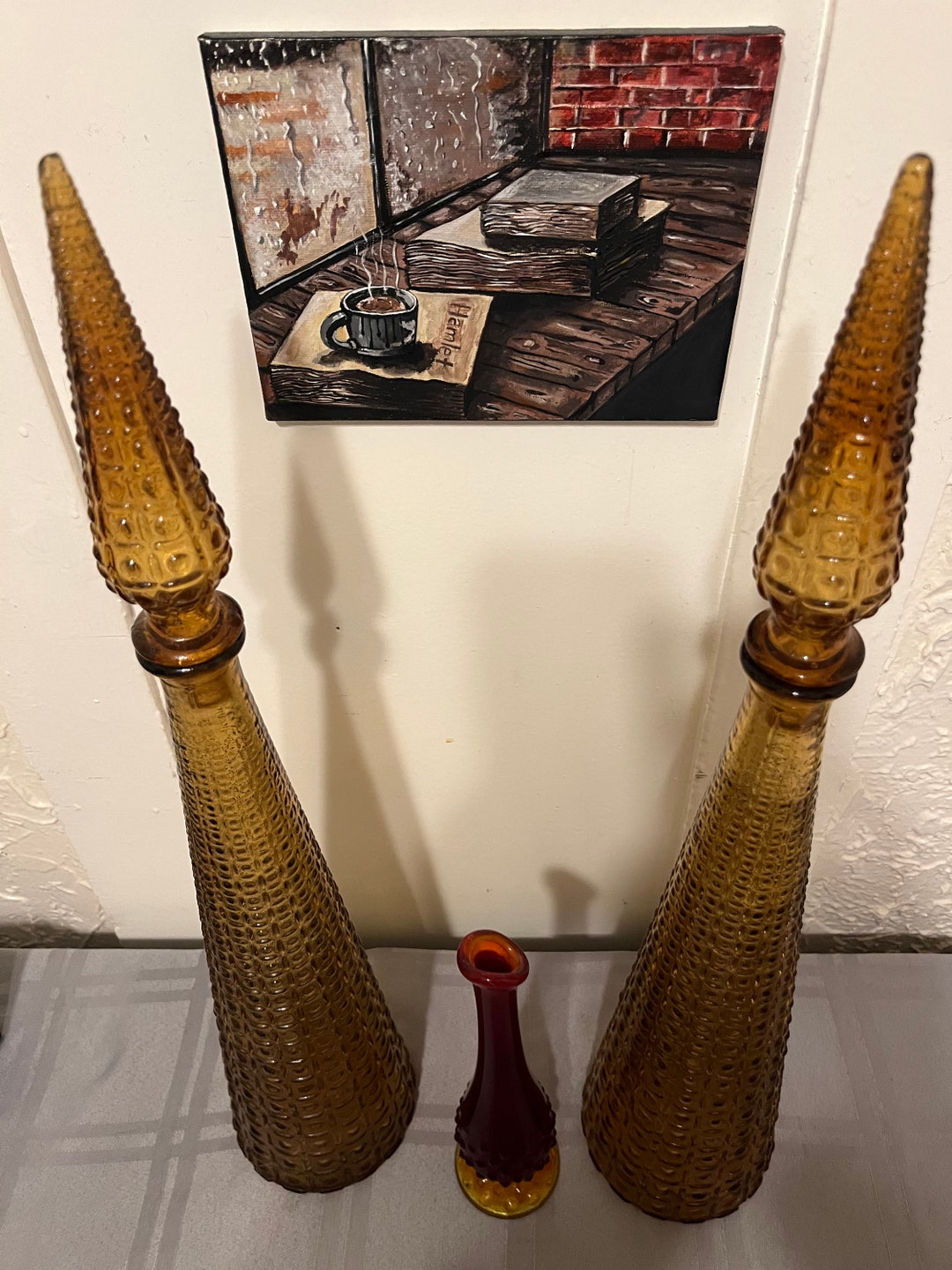 Tall Amber Italian Glass Decanters (rossini Empoli) - Etsy