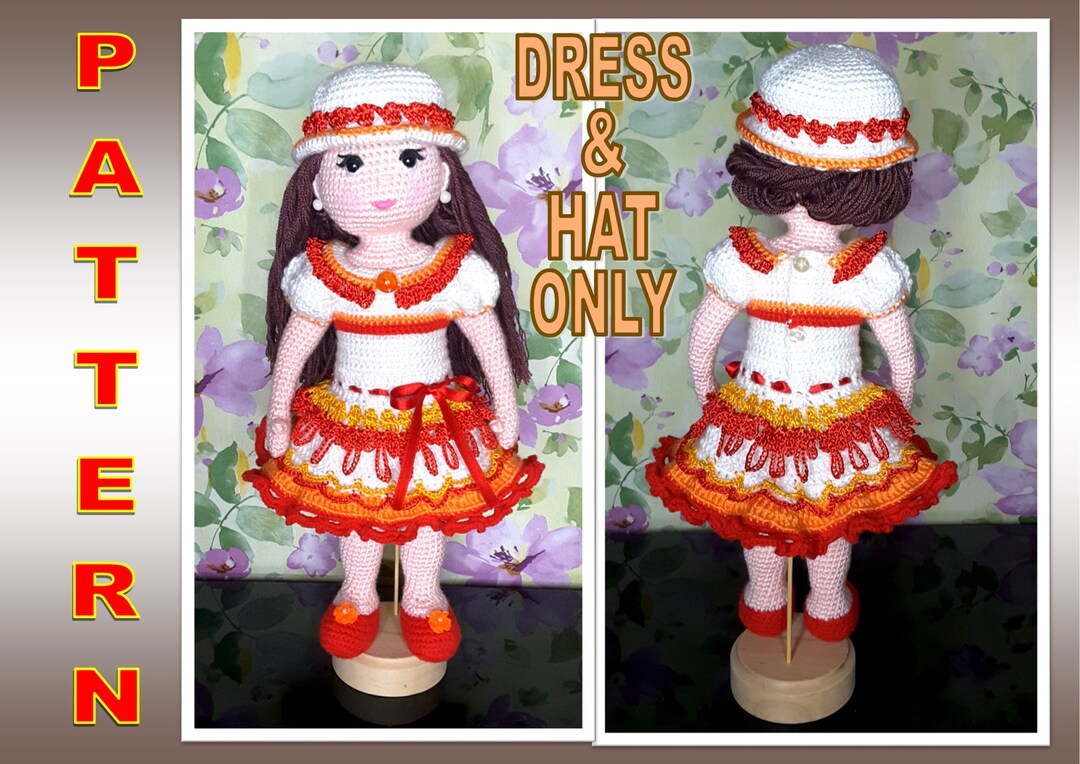 Crochet Doll Dress Pattern - Crochet Doll Hat Tutorial - Crochet ...