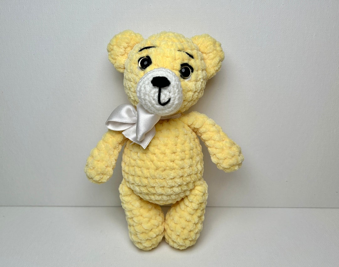 Crochet Yellow Color Teddy Bear Baby Toy, Amigurumi Teddy Gift, Soft ...