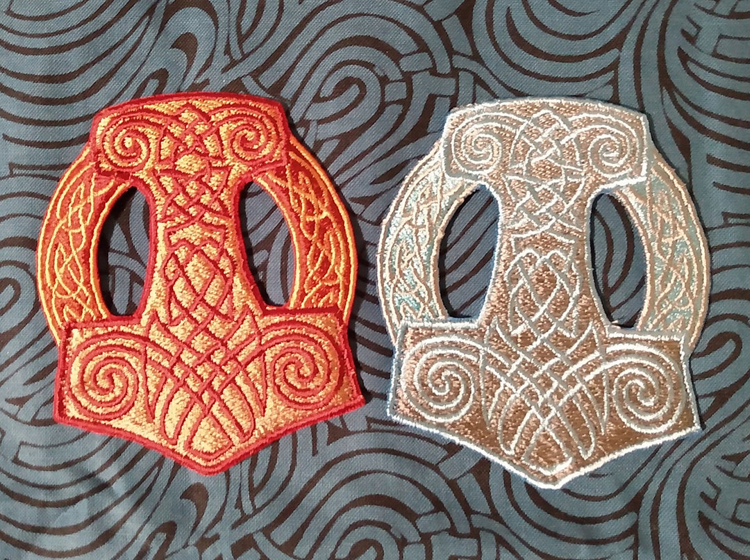 Thor's Hammer Mjolnir Nordic Magesty Embroidered Patch Iron On - Etsy