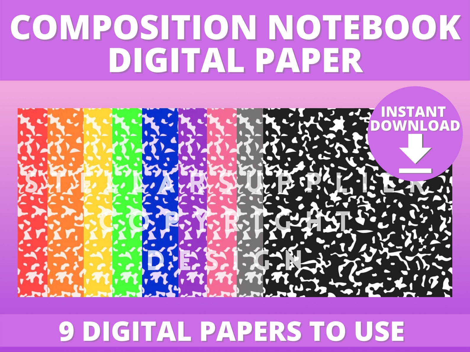 Composition Notebook Digital Paper Composition Book Cover | Etsy