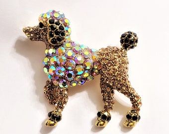 Rhinestone Crystal Poodle-dog-puppy Pin Brooch - Etsy
