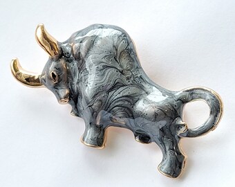 Bull Brooch | Etsy