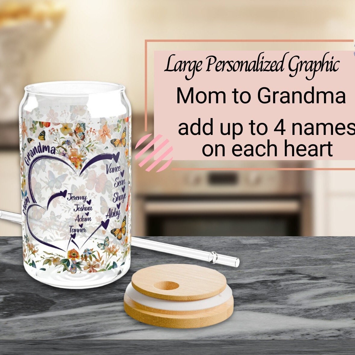Grandmother Gift Iced Coffee Glass Cup for Mom Libby Cup Wrap for ...