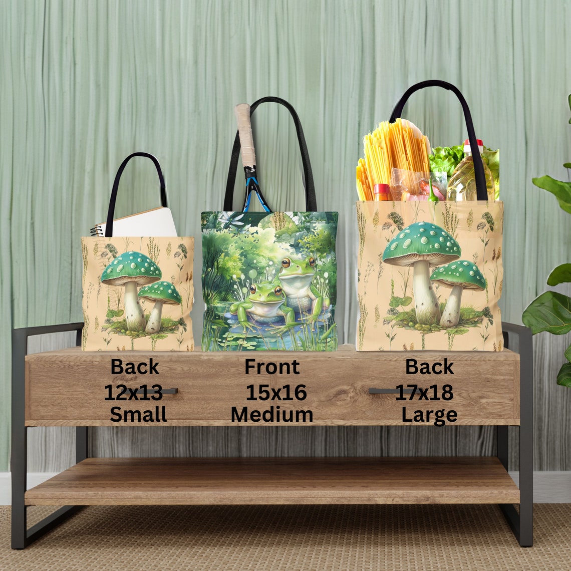 Goblincore Frog Canvas Tote Bag Oversized Shopping Bag Personalized ...