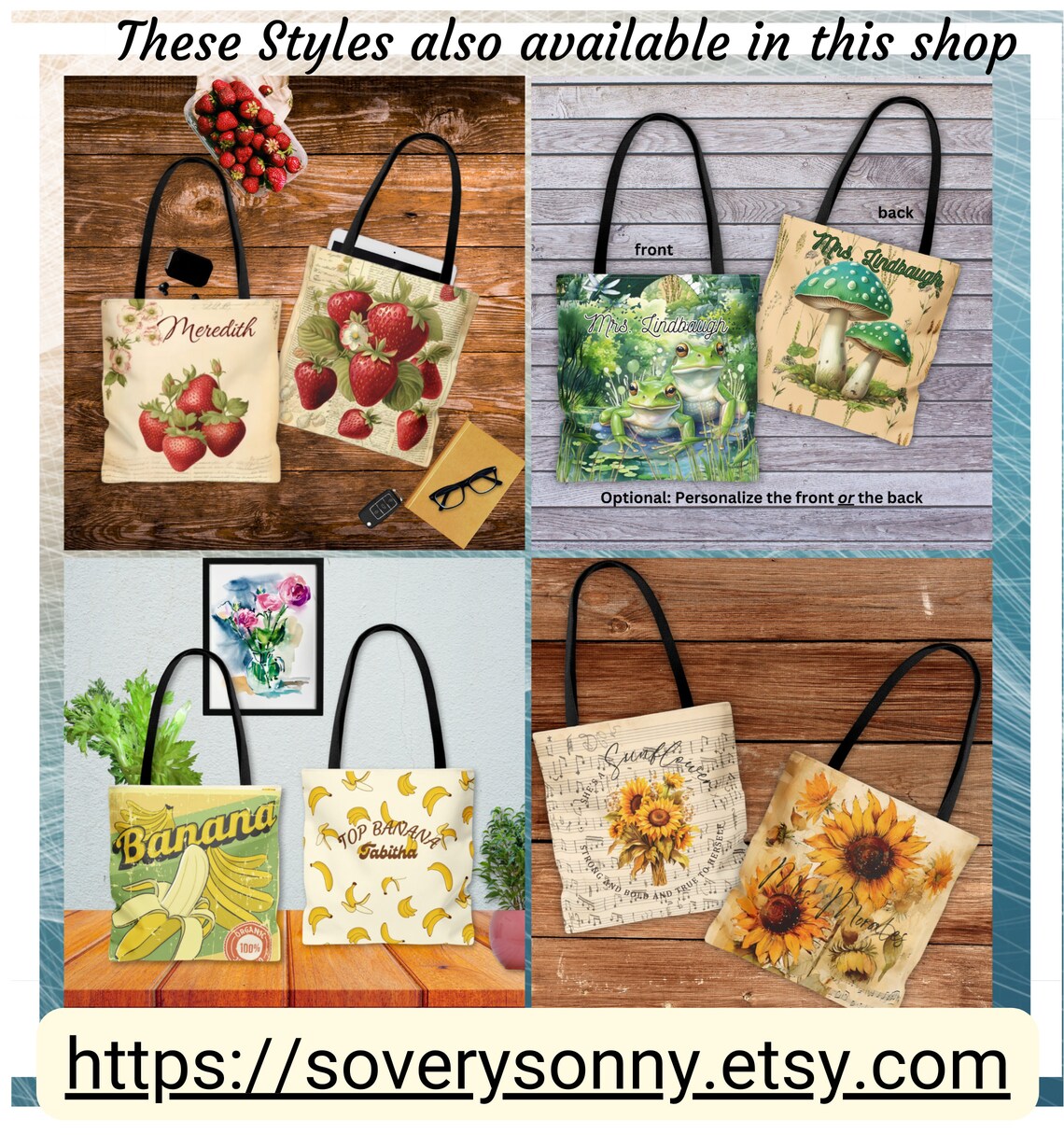 Goblincore Frog Canvas Tote Bag Oversized Shopping Bag Personalized ...