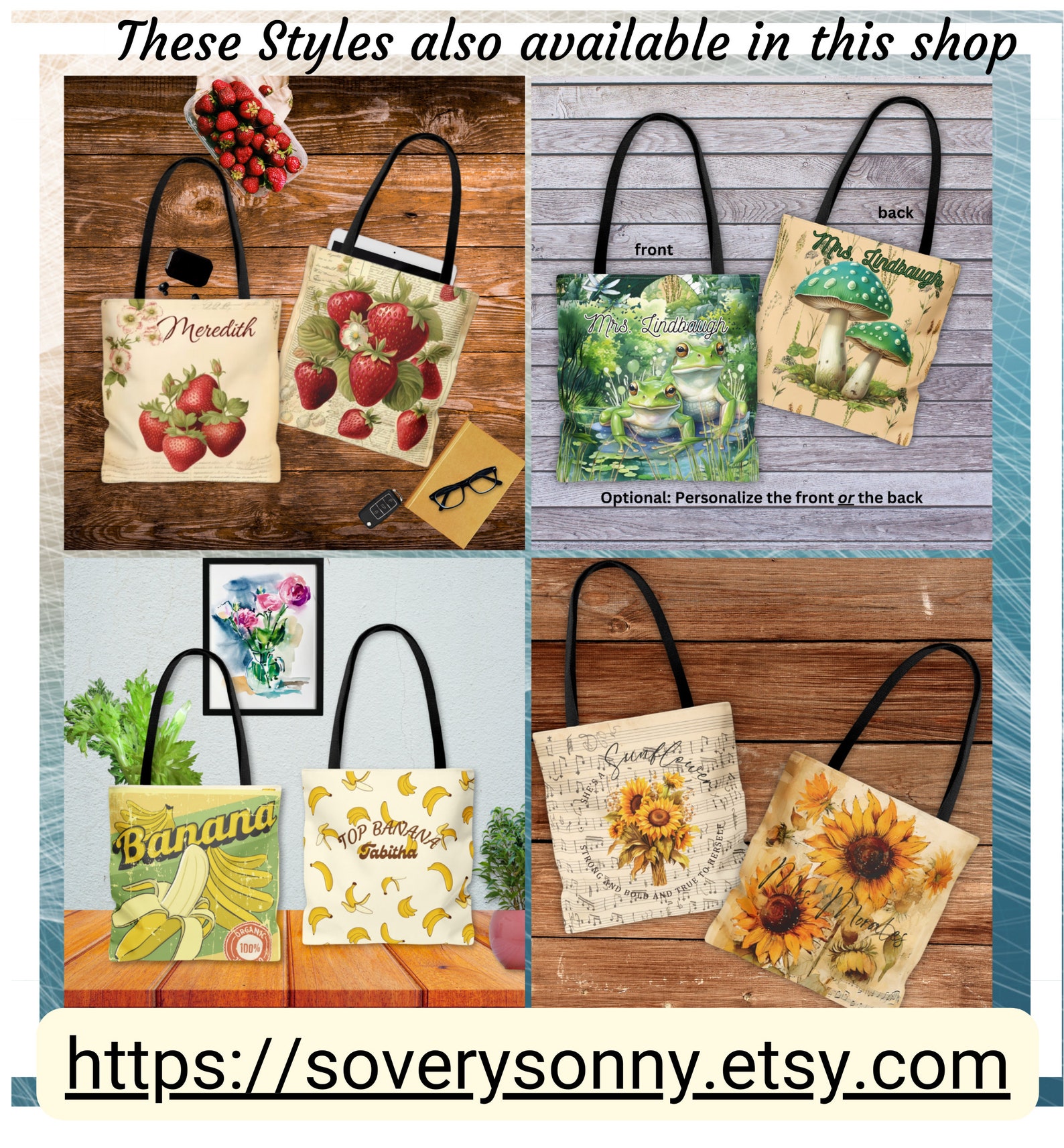 Goblincore Frog Canvas Tote Bag Oversized Shopping Bag Personalized ...