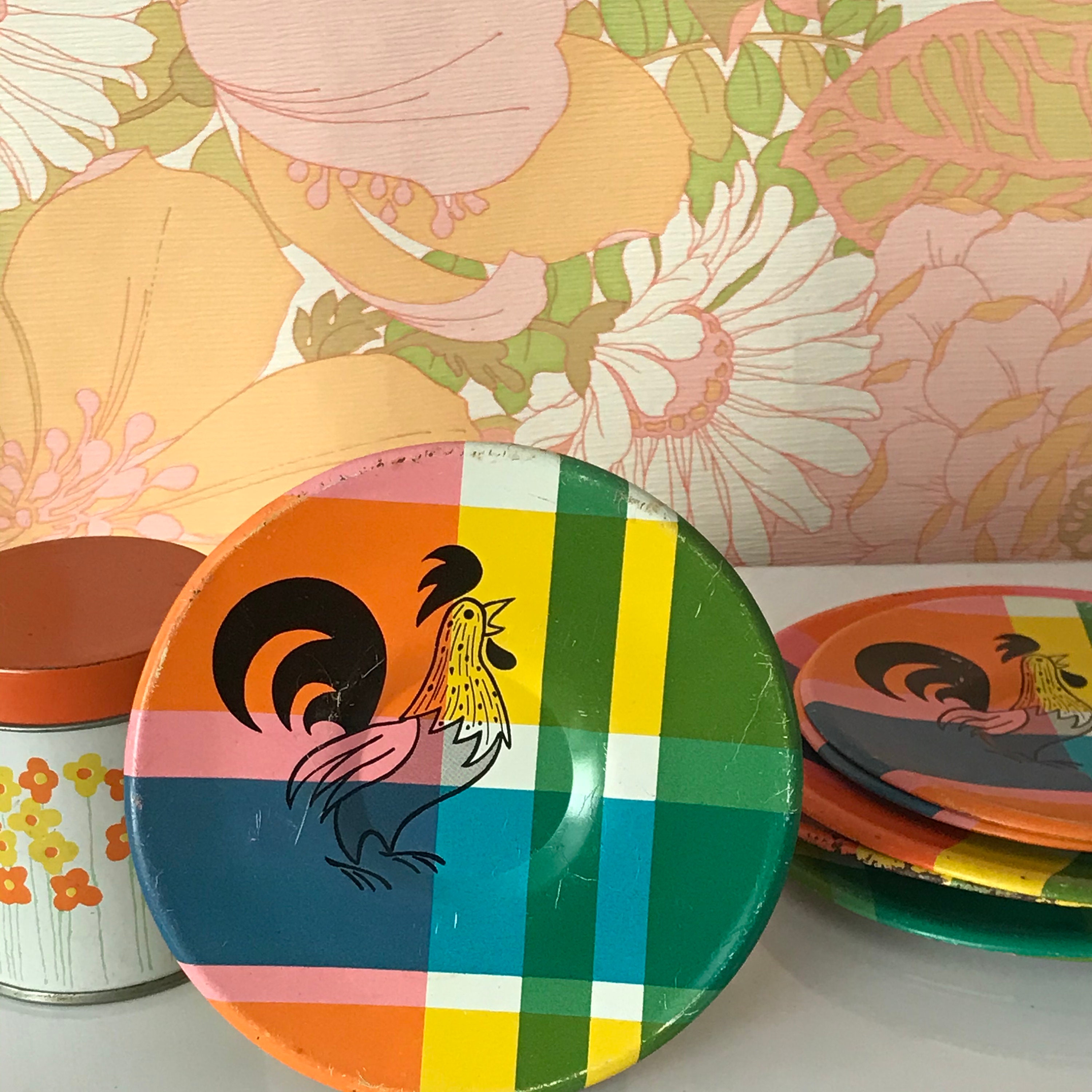 Vintage Tin Coasters/tea Set Saucers - Etsy