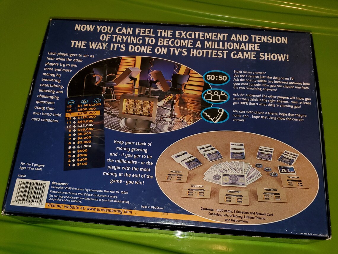 Who Wants to Be a Millionaire COMPLETE Board Game (2000 Edition by ...