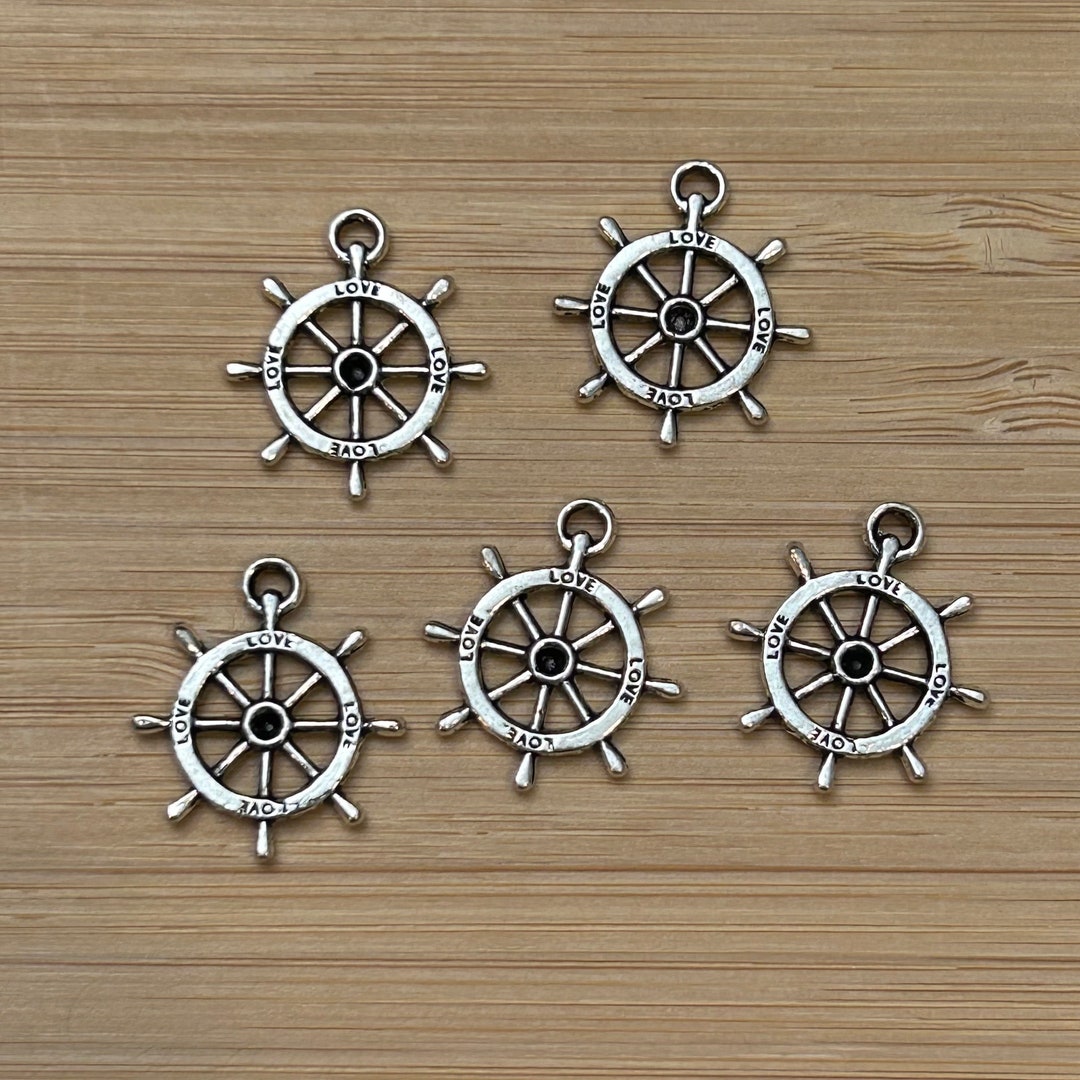 5 Piece Silver Ships Wheel Charms (SC198) - Etsy