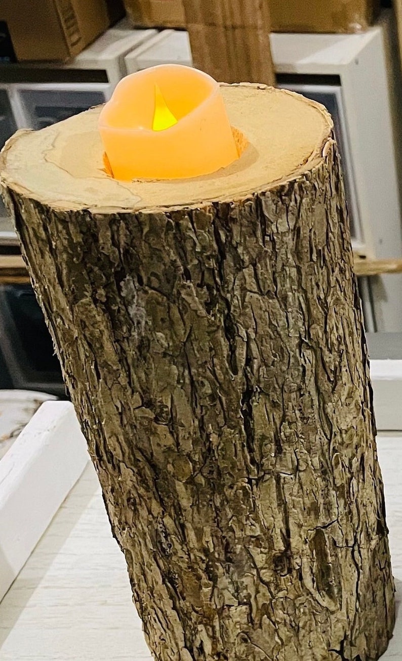 Wooden Log Pillar Candle Holder - Etsy
