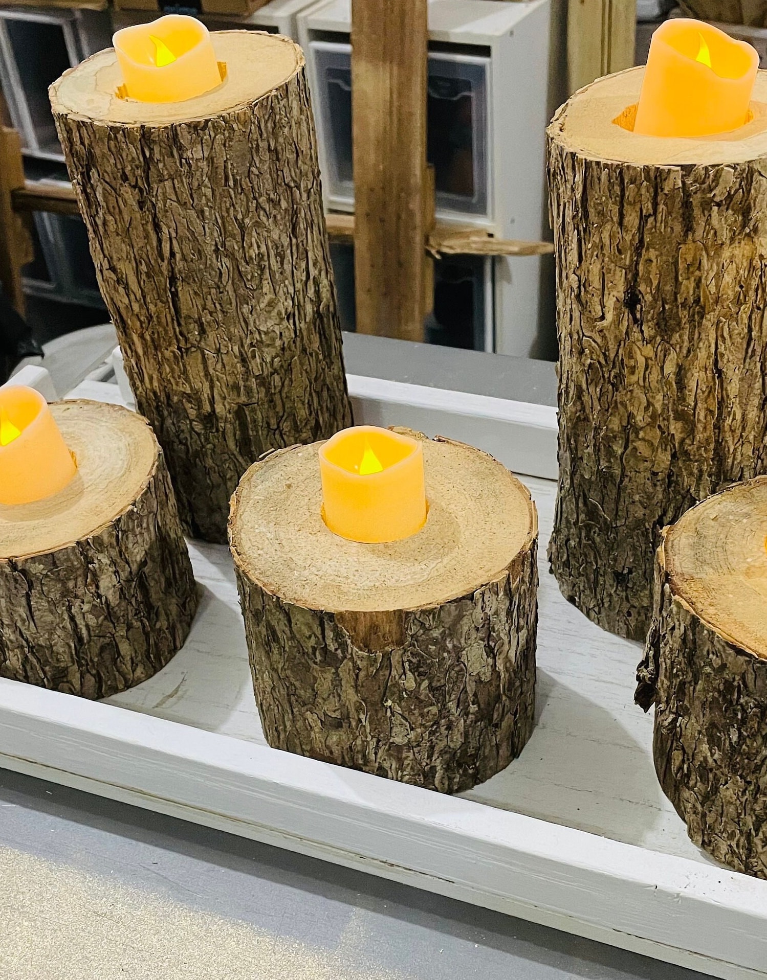 Wooden Log Pillar Candle Holder - Etsy