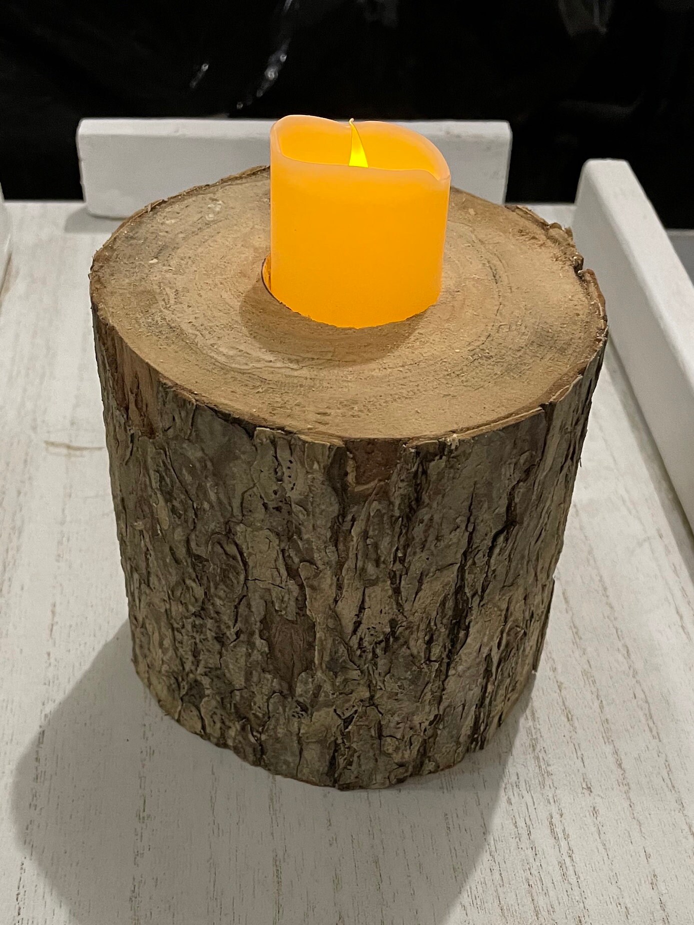 Wooden Log Pillar Candle Holder - Etsy
