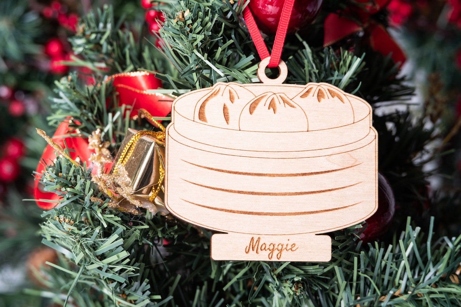 Steamed Dumpling Ornament Wood Personalized Chinese Dim Sum - Etsy